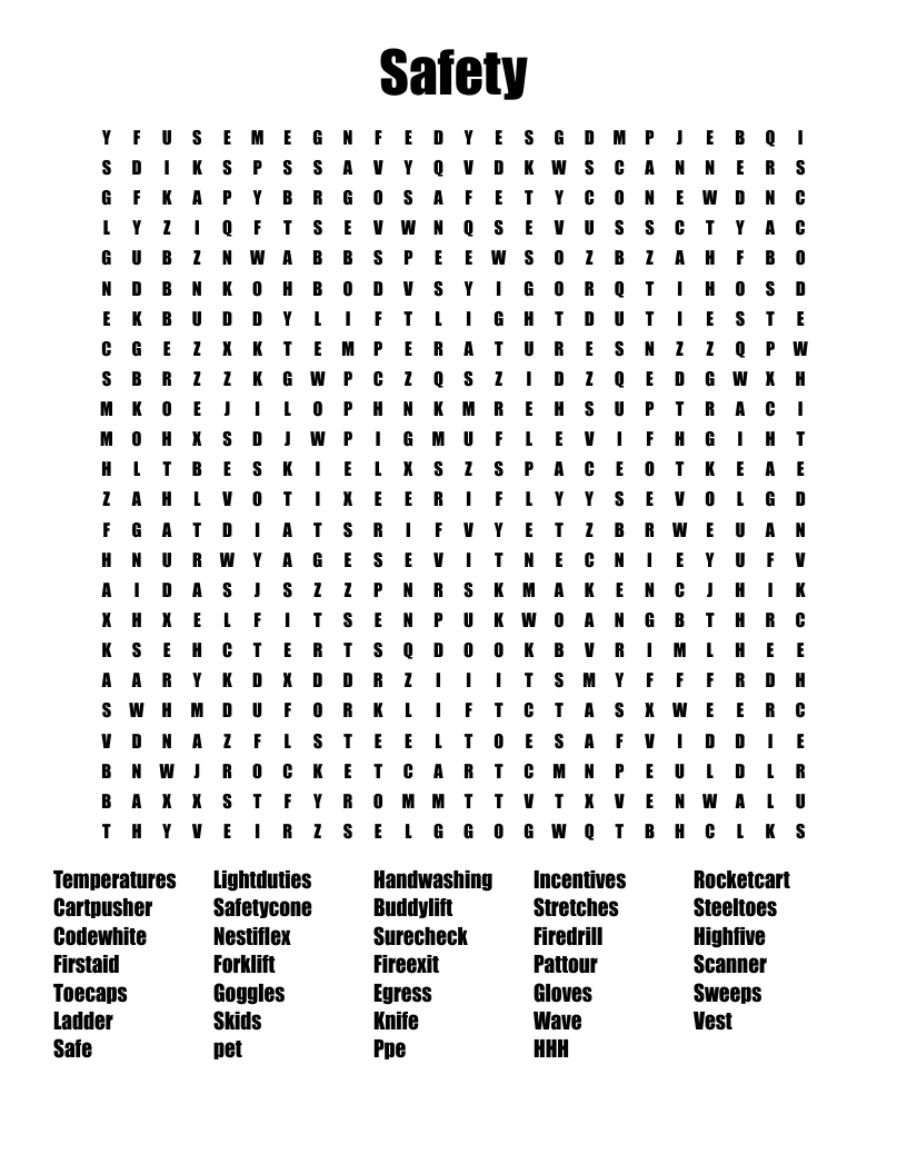 Safety Word Search WordMint