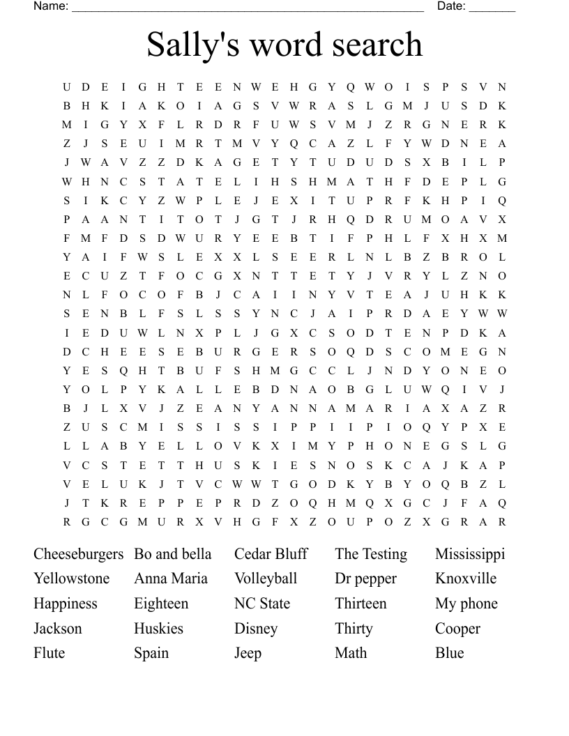 Sally's word search - WordMint