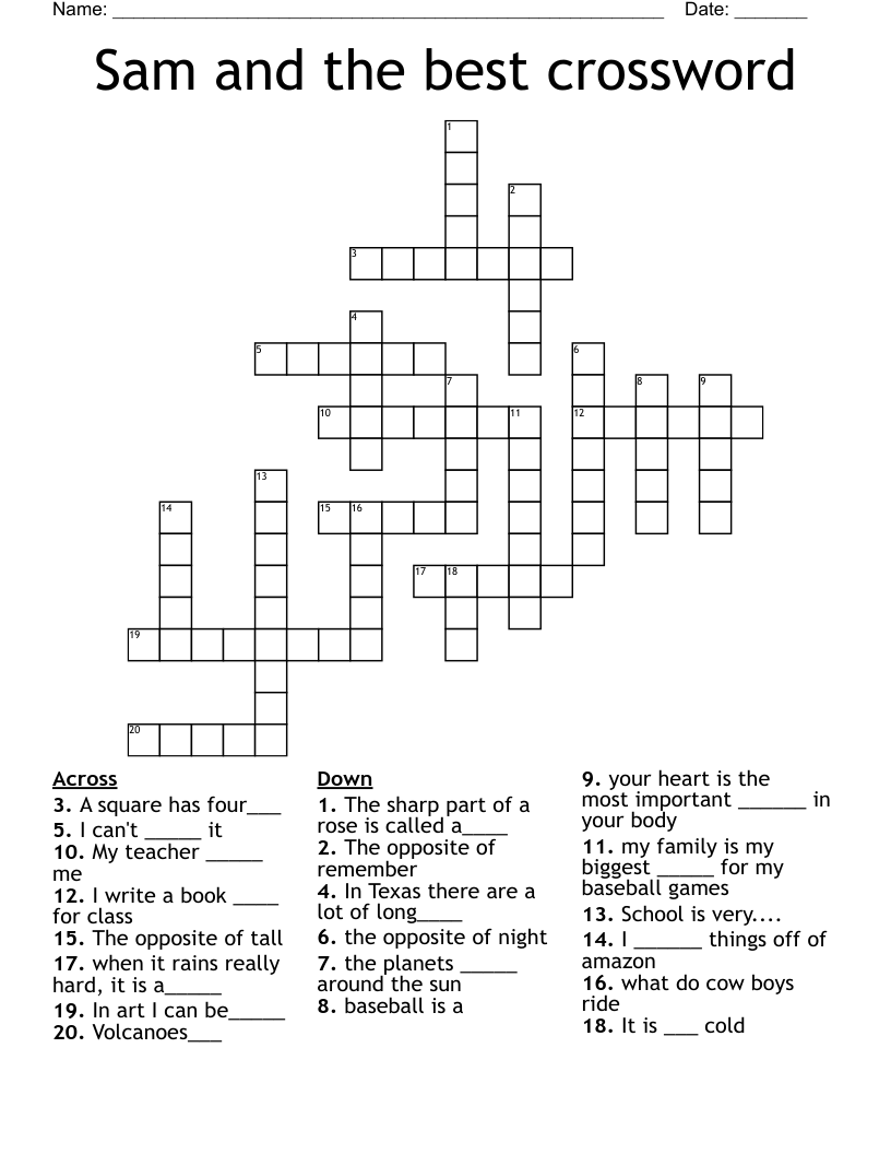 Sam and the best crossword - WordMint