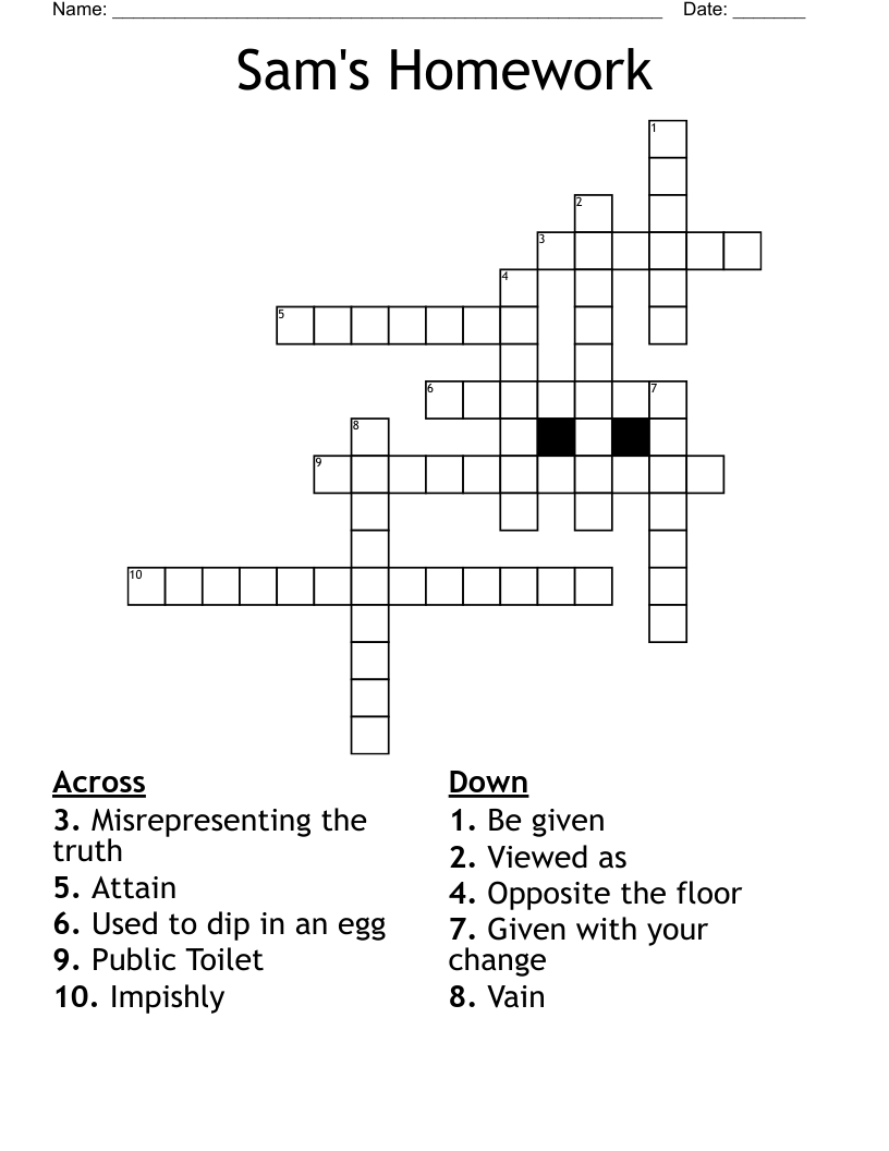Sam's Homework Crossword - WordMint
