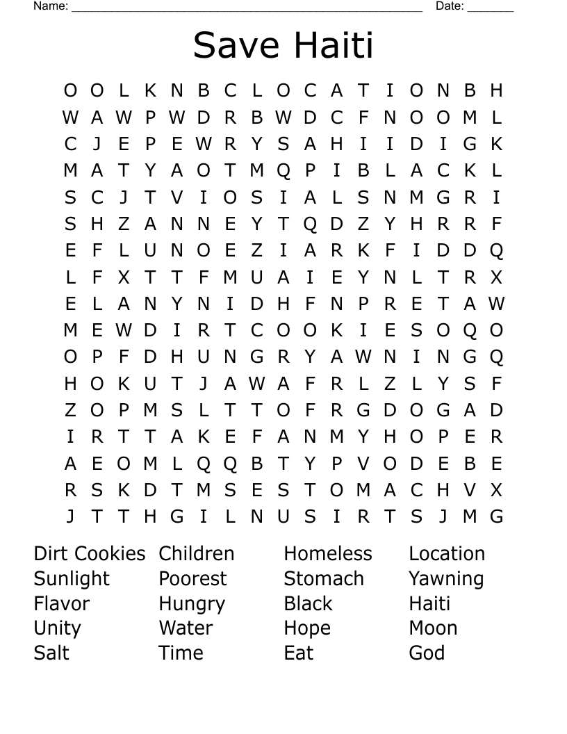 Save Haiti Word Search - WordMint