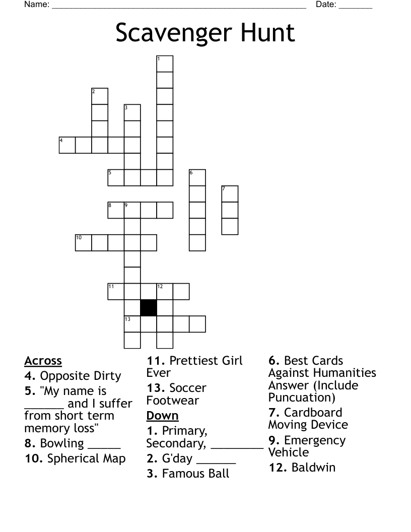 Scavenger Hunt Crossword - WordMint