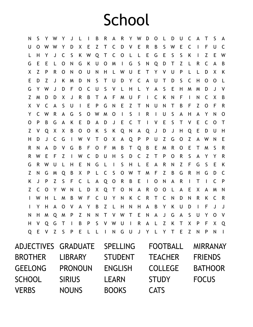 School Word Search - WordMint