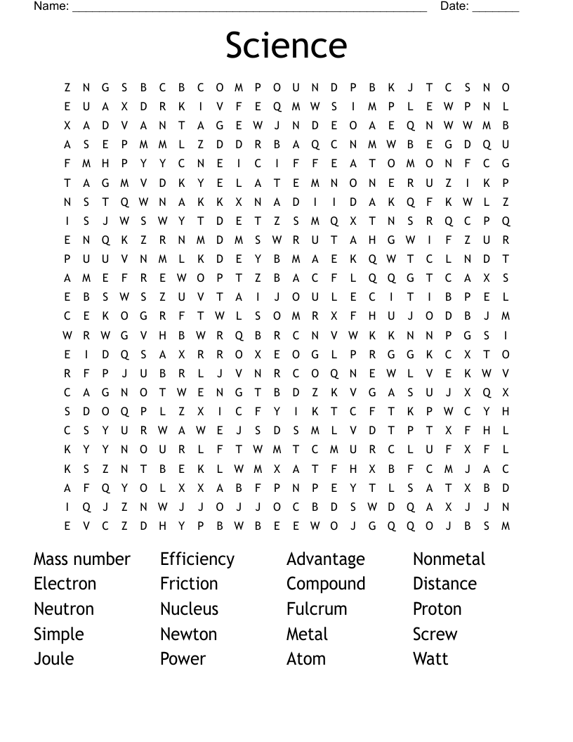 Science Word Search - WordMint