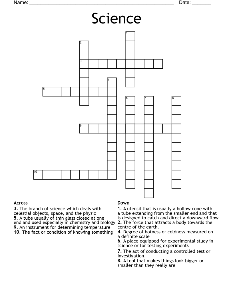 Science Crossword - WordMint