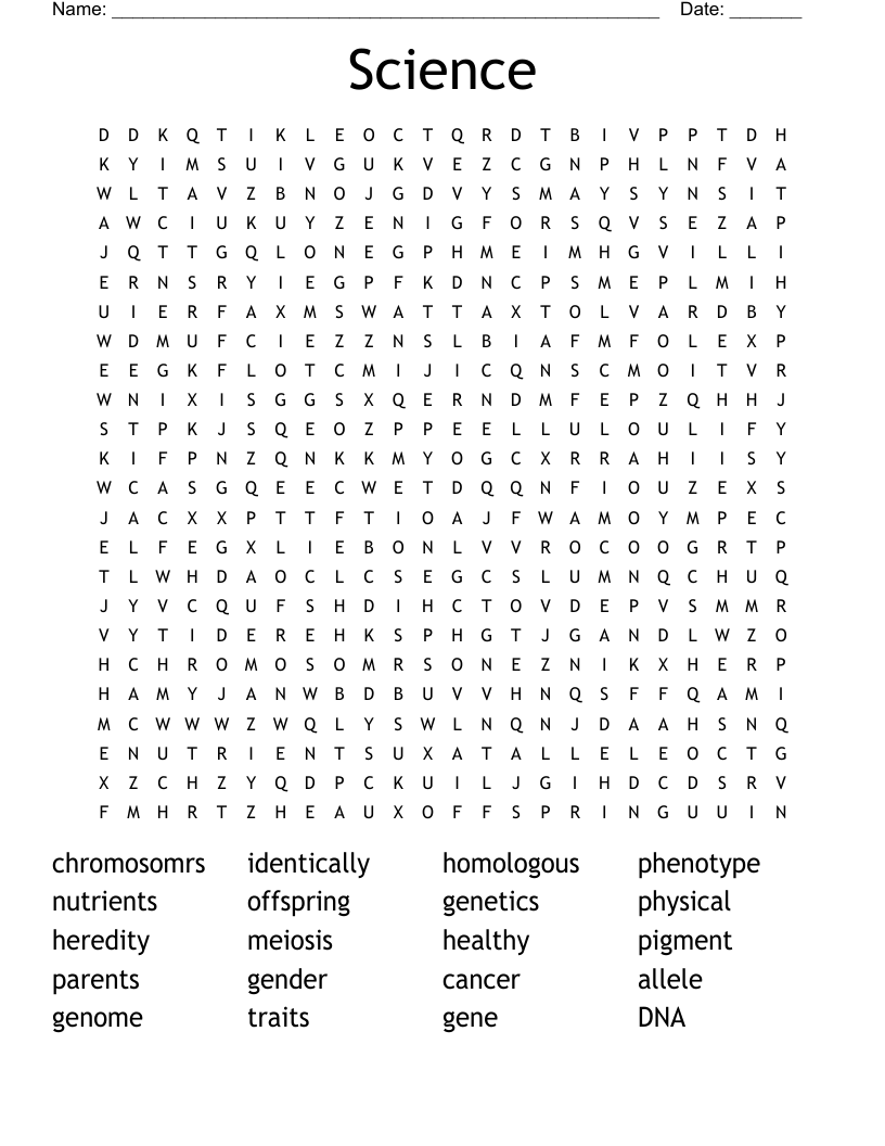Science Word Search - WordMint