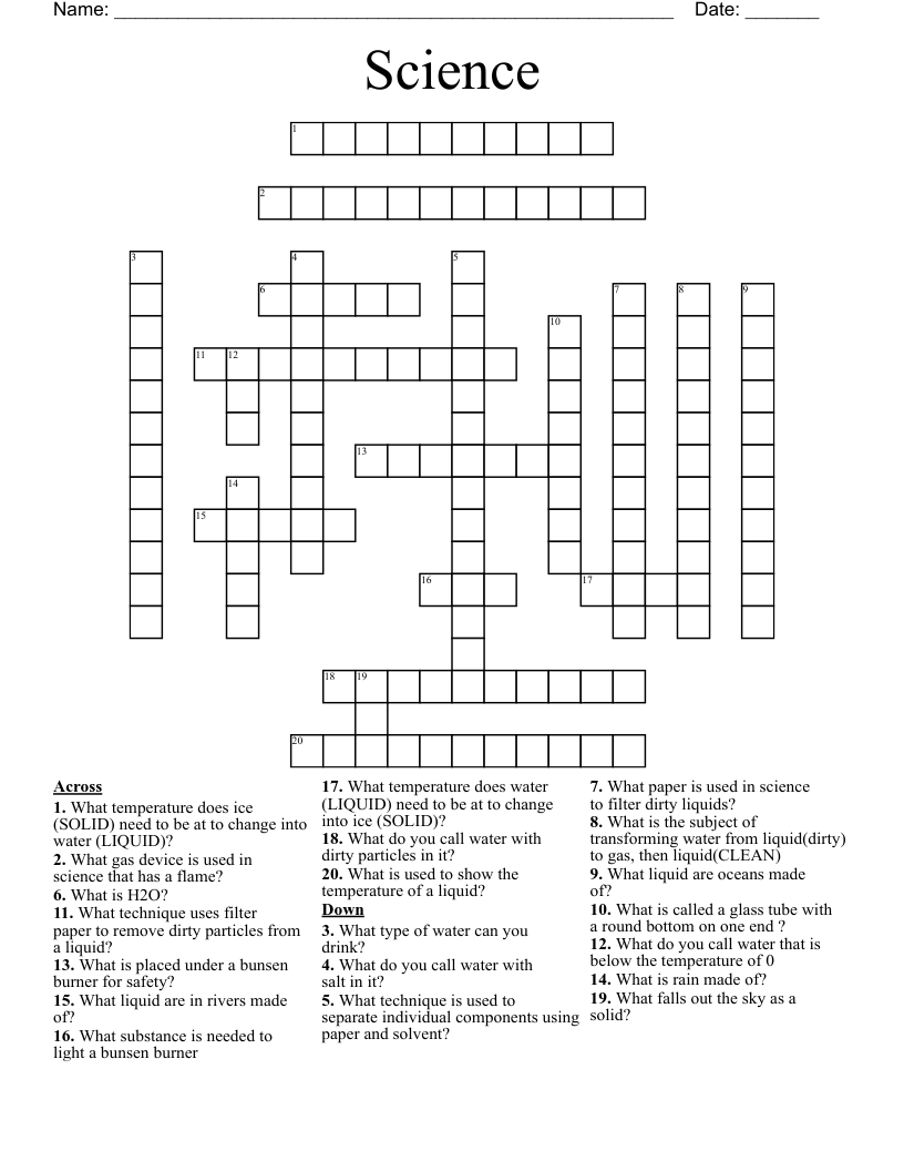 Science Crossword WordMint