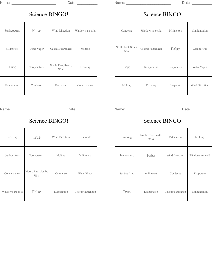 Science BINGO! - WordMint