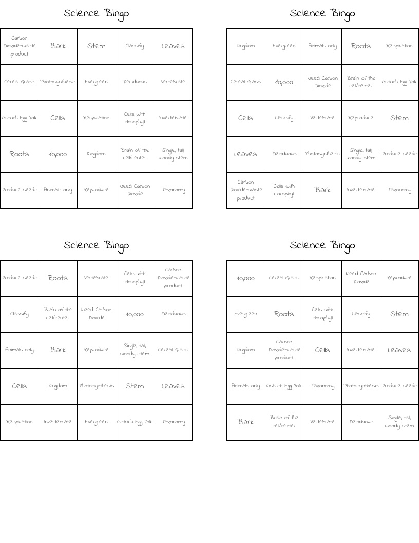 Science Bingo - WordMint