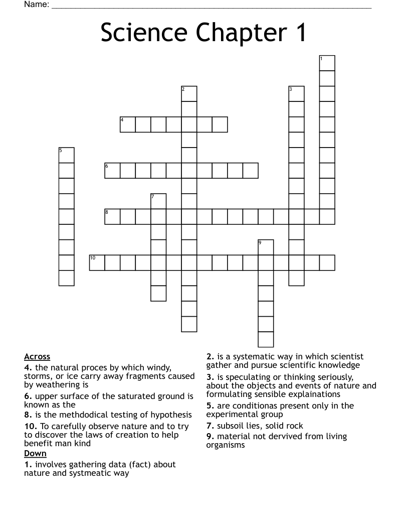 Science Chapter 1 Crossword - WordMint