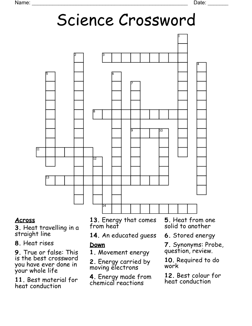Science Crossword - WordMint