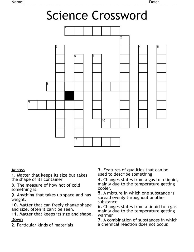 Science Crossword - WordMint