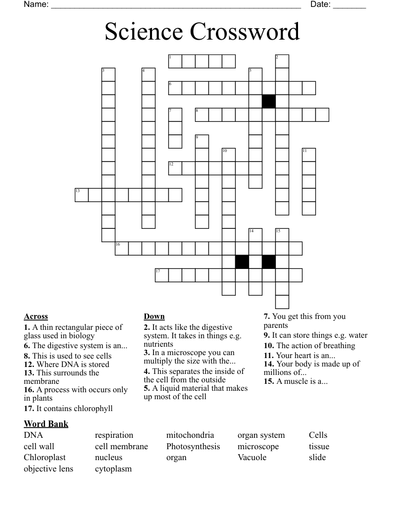 Science Crossword - WordMint