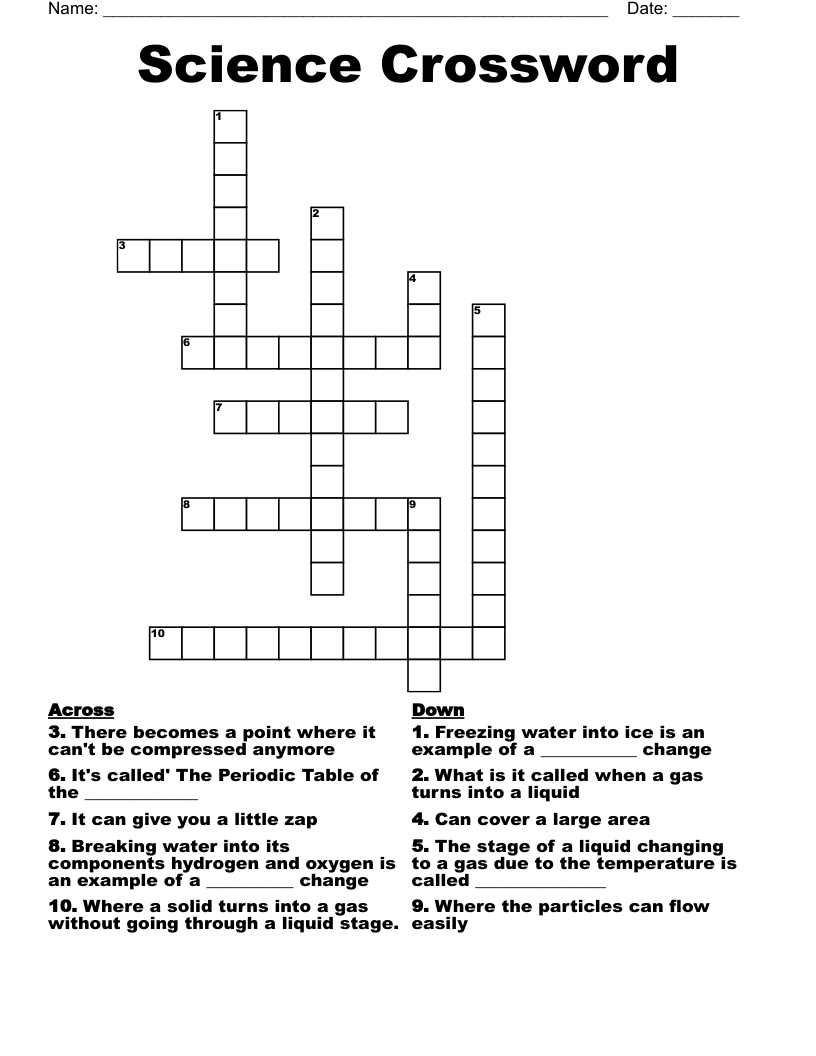 Science Crossword - WordMint
