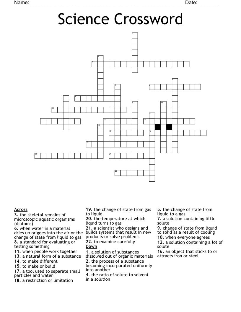 Science Crossword - WordMint