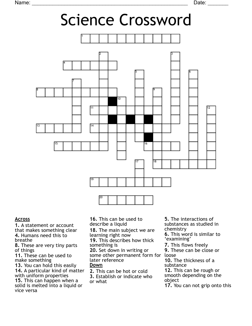 Science Crossword - WordMint