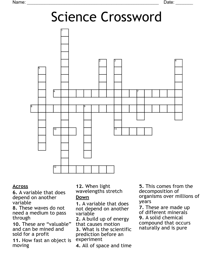 Science Crossword - WordMint
