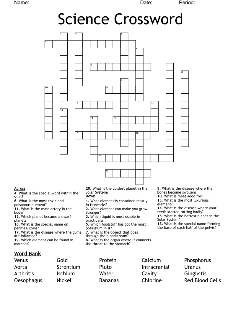 Science Crossword - WordMint