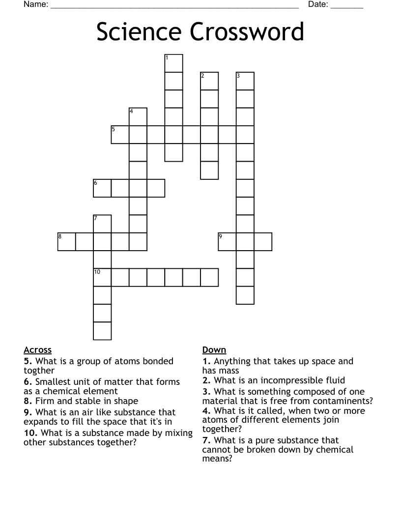 Science Crossword - WordMint