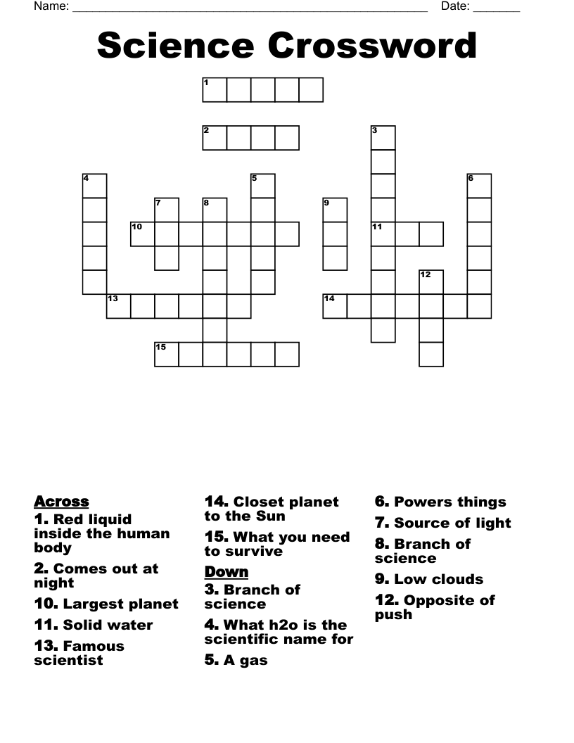 Science Crossword - WordMint