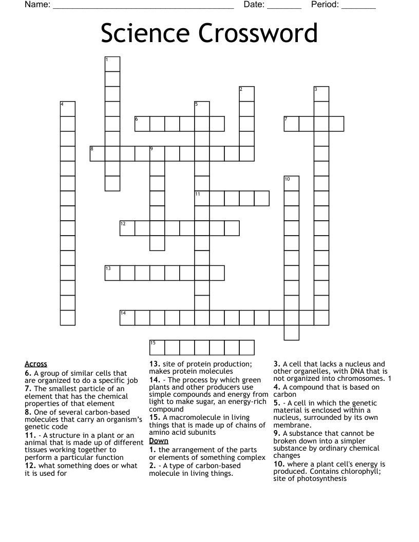 Science Crossword Puzzles