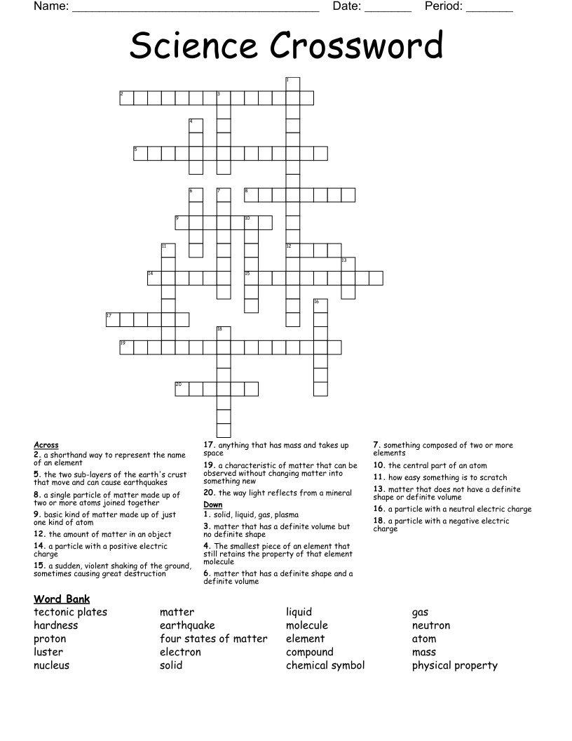 Science Crossword - WordMint