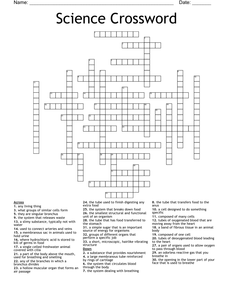 Science Crossword - WordMint
