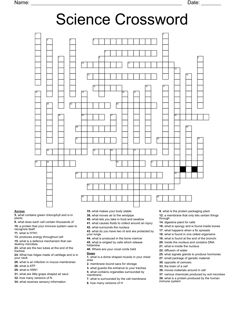 Science Crossword - WordMint