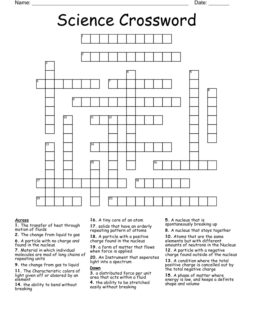 Science Crossword - WordMint