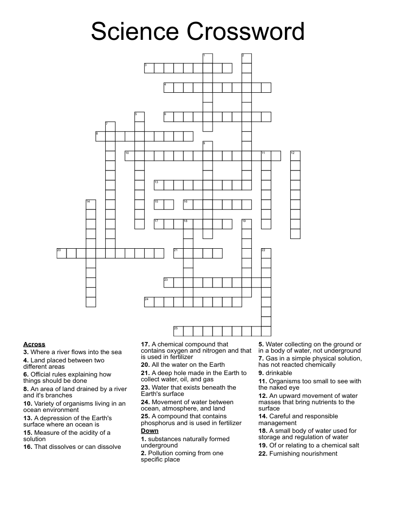Science Crossword - WordMint