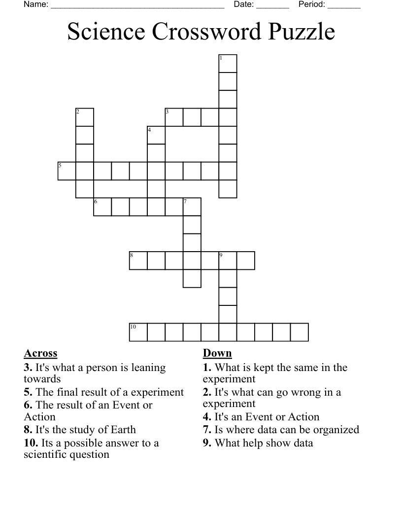 Science Crossword Puzzle - WordMint