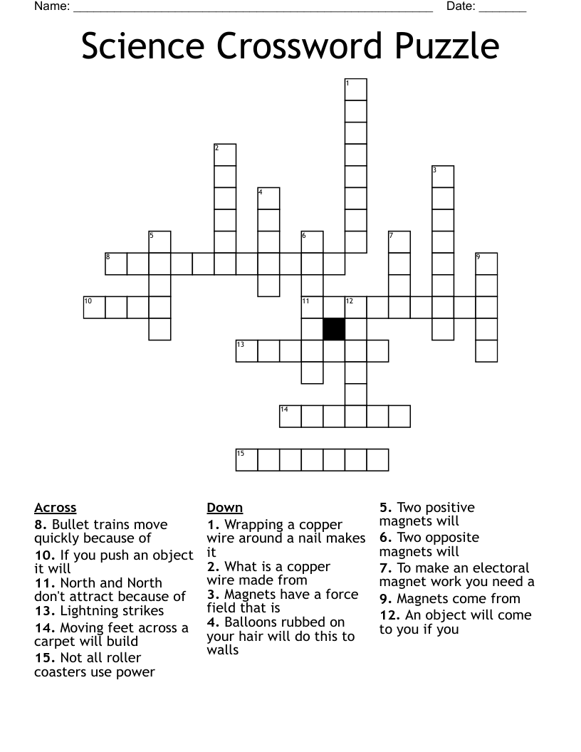 Science Crossword Puzzle - WordMint