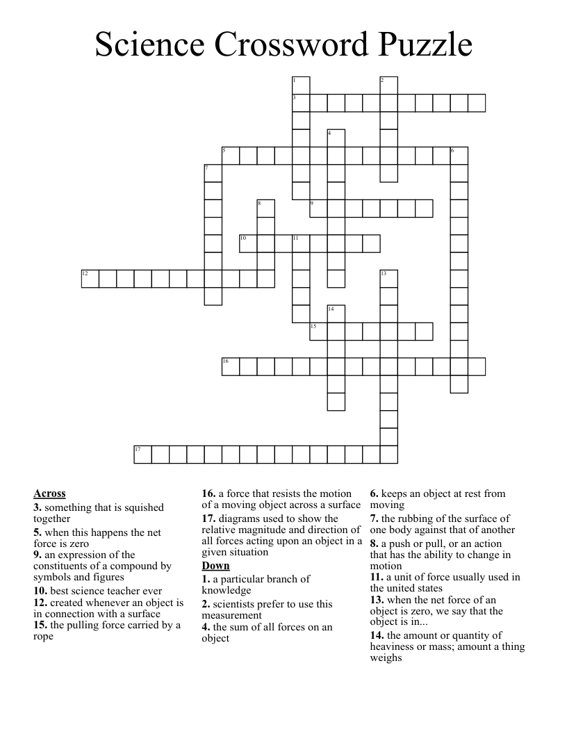 Science Crossword Puzzle - WordMint