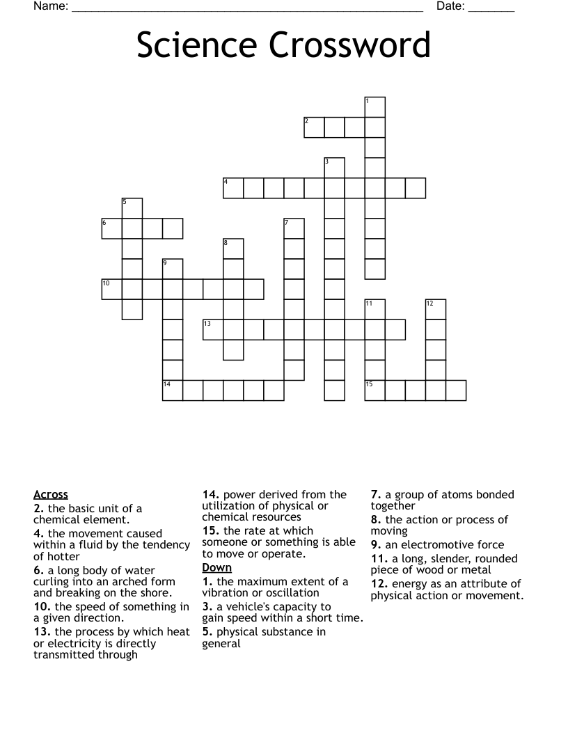 Science Crossword - WordMint