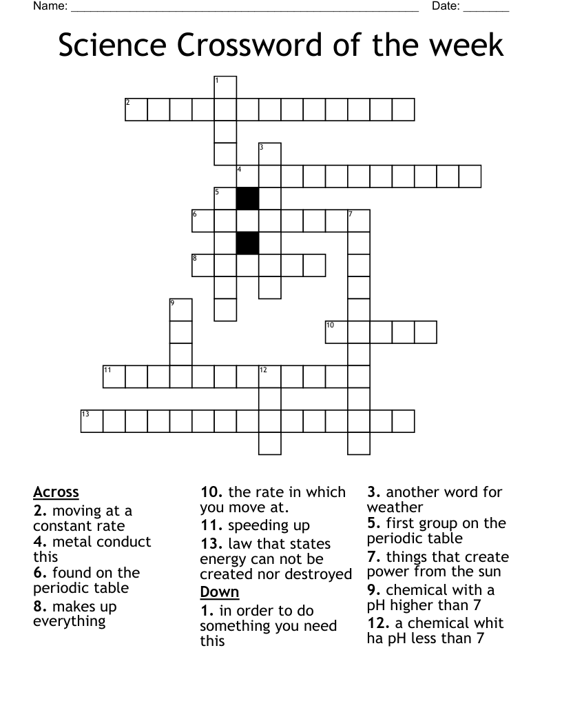 Science Crossword Of The Week WordMint science-crossword-of-the-week-wordmint