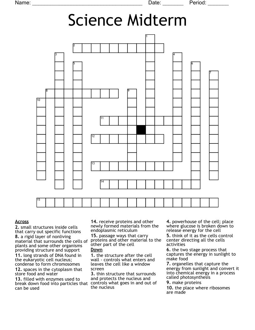 Science Midterm Crossword - WordMint