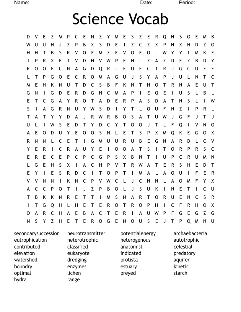 Science Vocab Word Search - WordMint