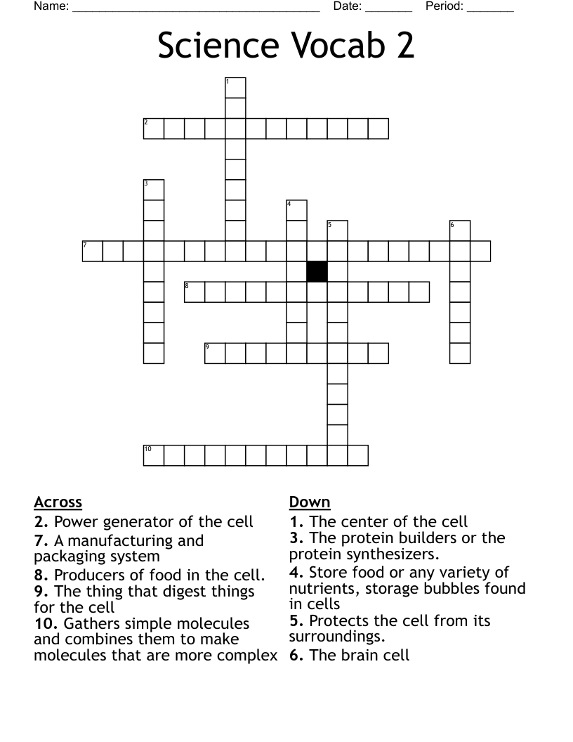 Science Vocab 2 Crossword - WordMint