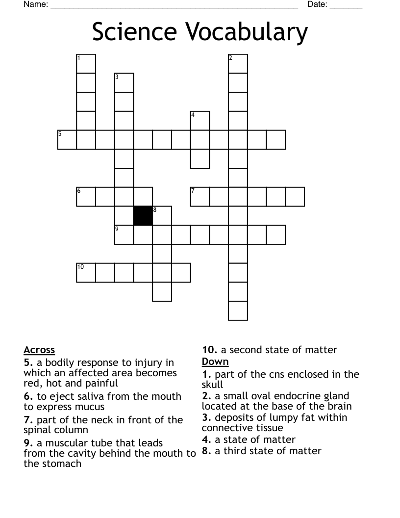 Science Vocabulary Crossword - WordMint