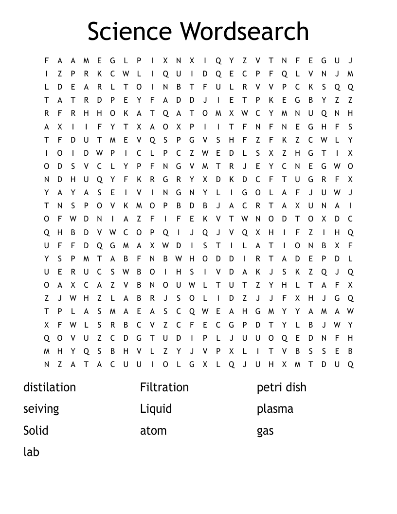 Science Wordsearch - WordMint