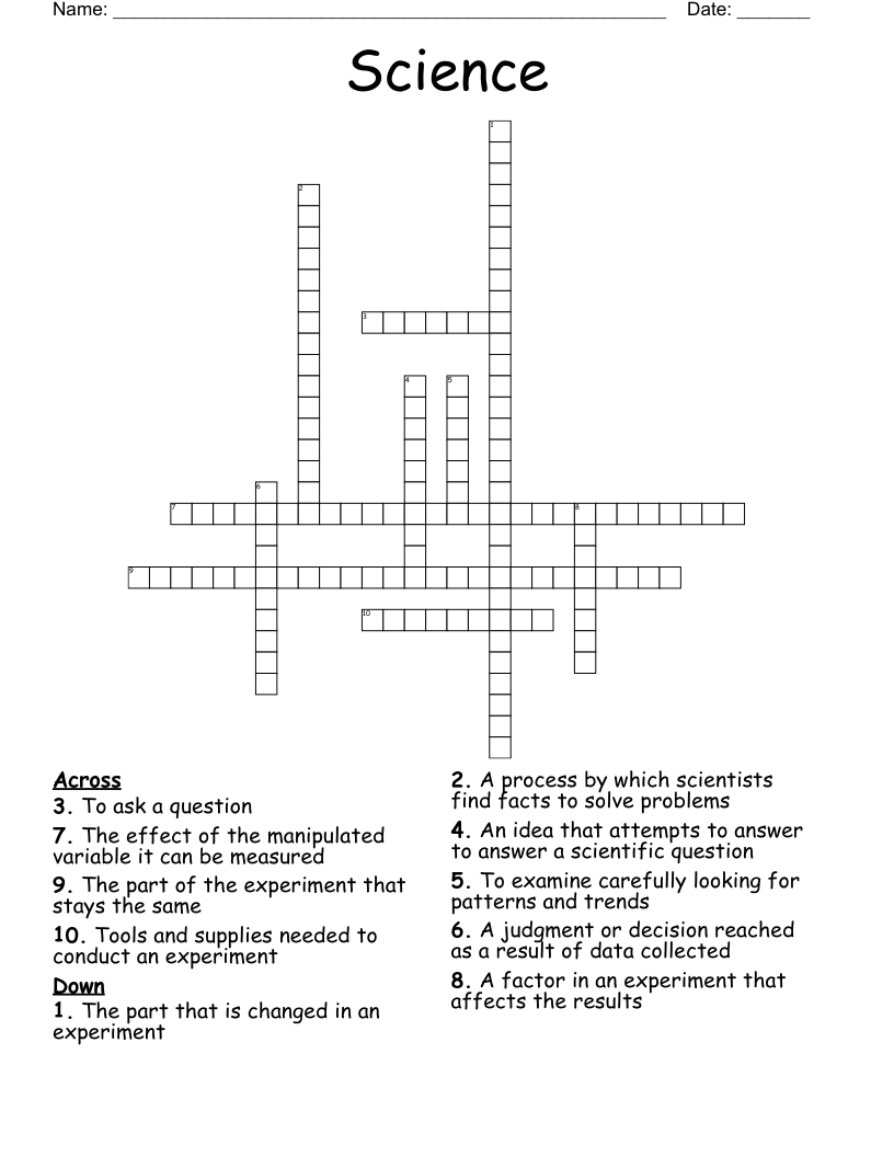 Science Crossword - WordMint