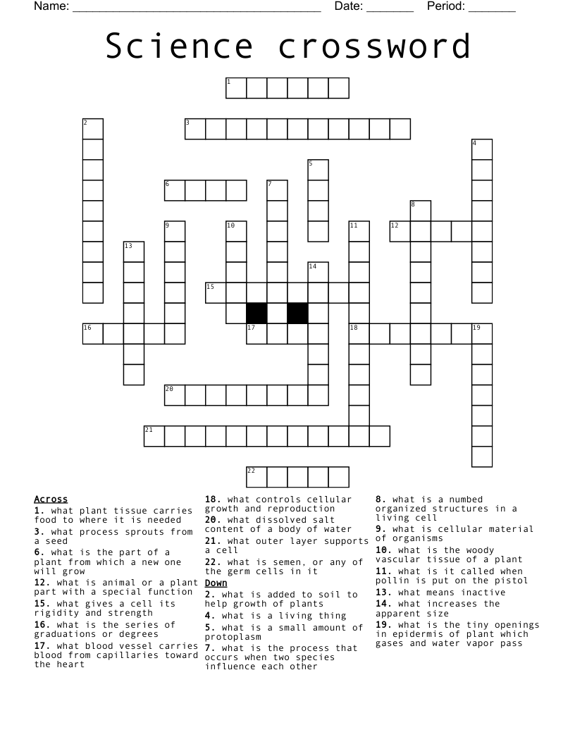 Science crossword - WordMint