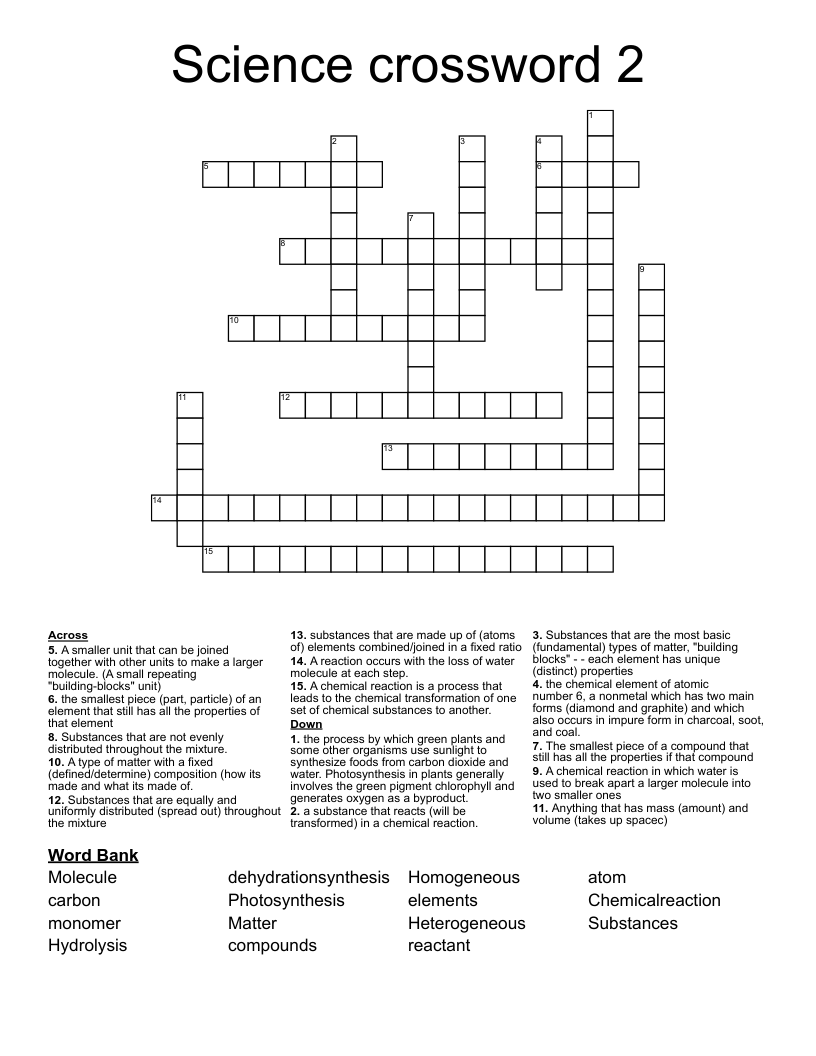 Science Crossword 2 WordMint