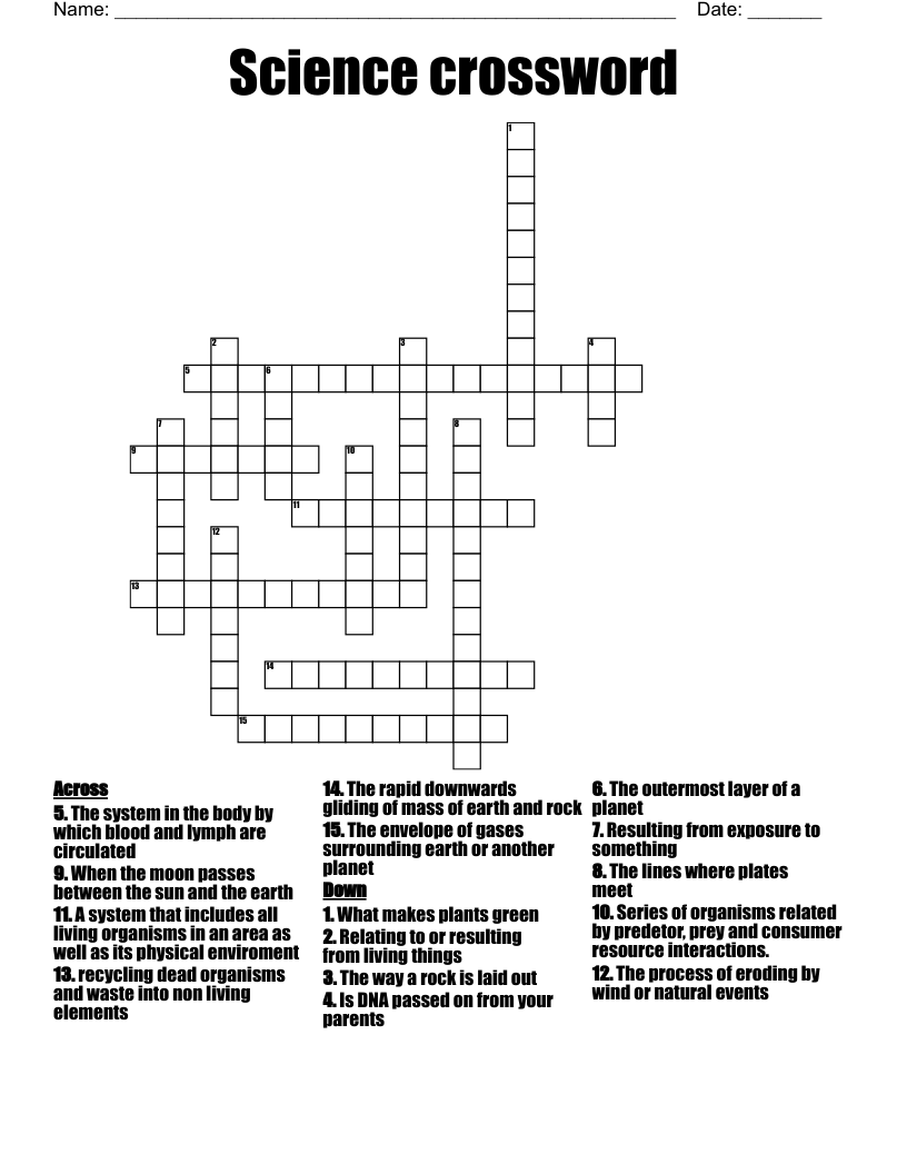Science crossword - WordMint