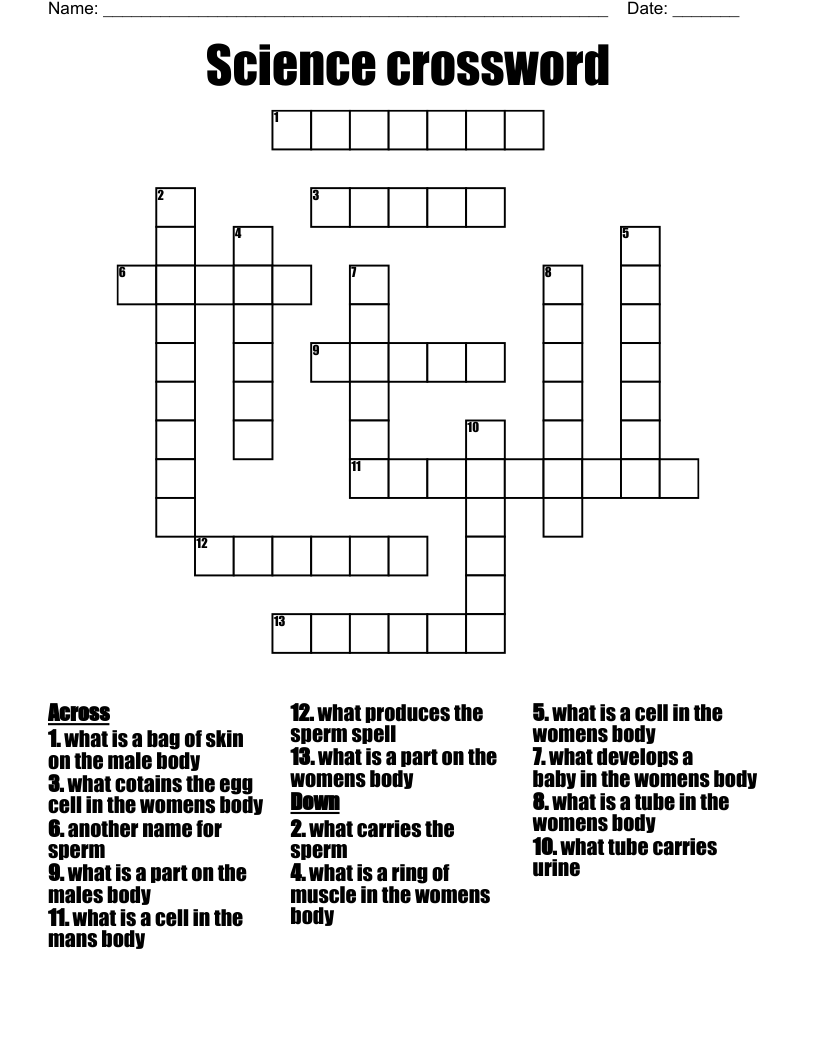 Science crossword - WordMint