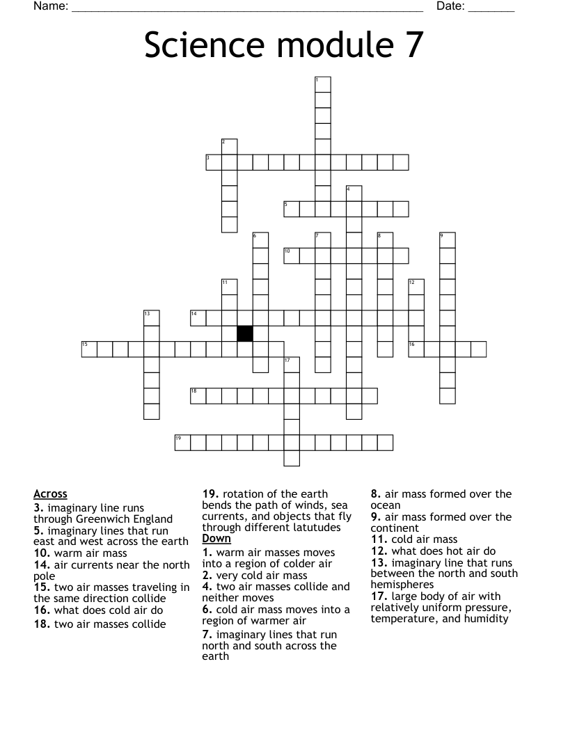 Science module 7 Crossword - WordMint
