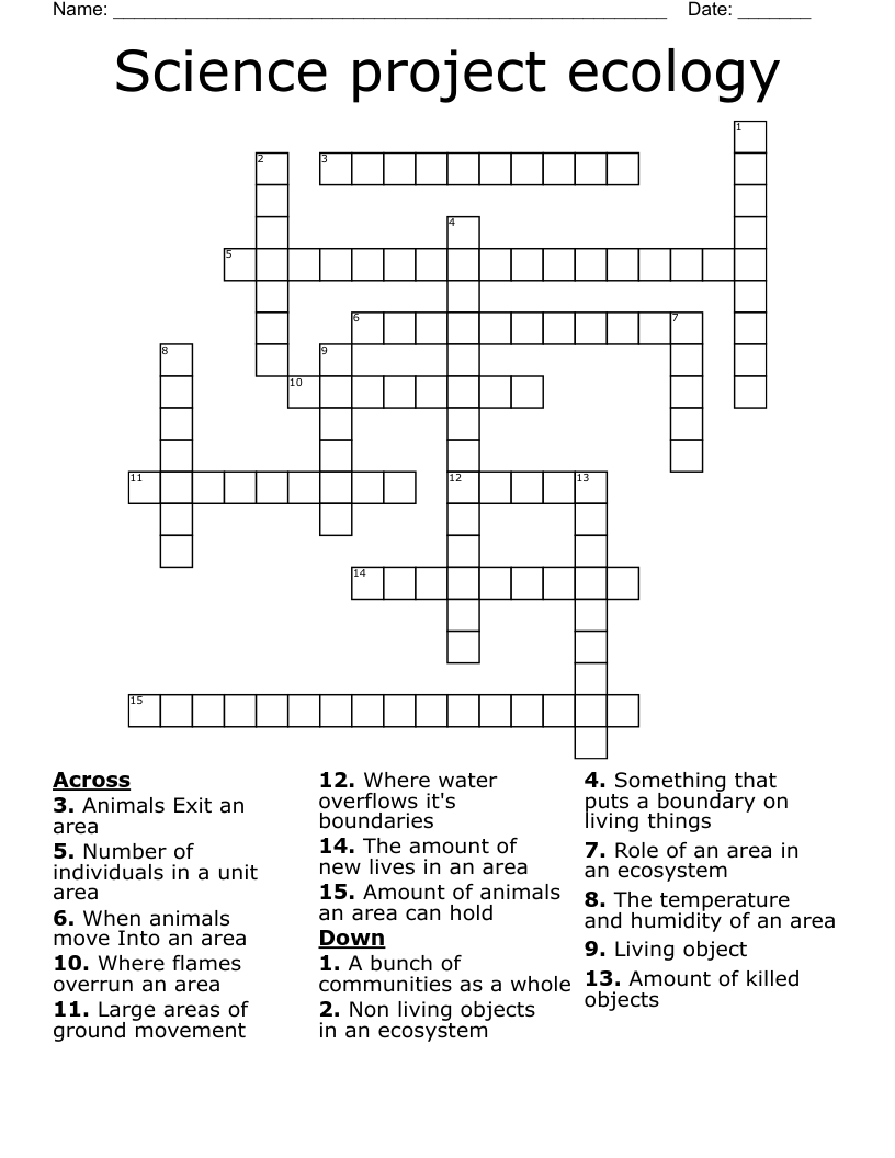 Science project ecology Crossword - WordMint