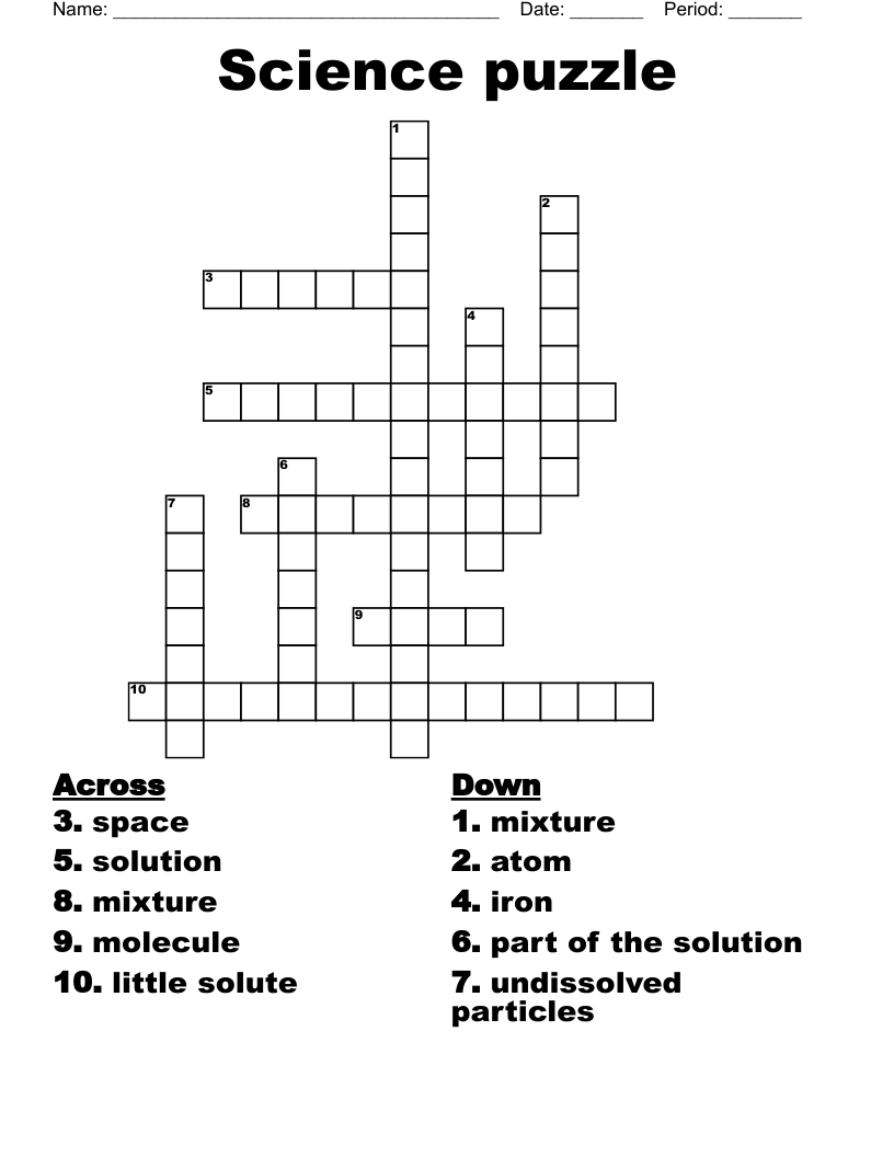 Science puzzle Crossword - WordMint