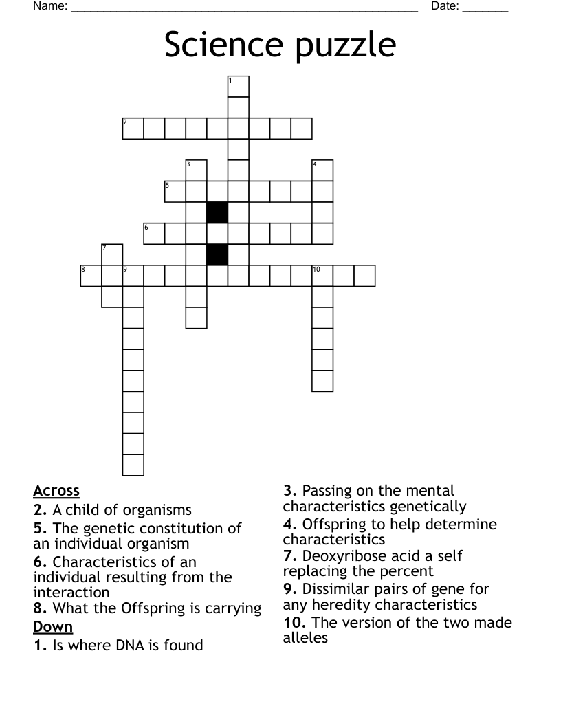 Science puzzle Crossword - WordMint