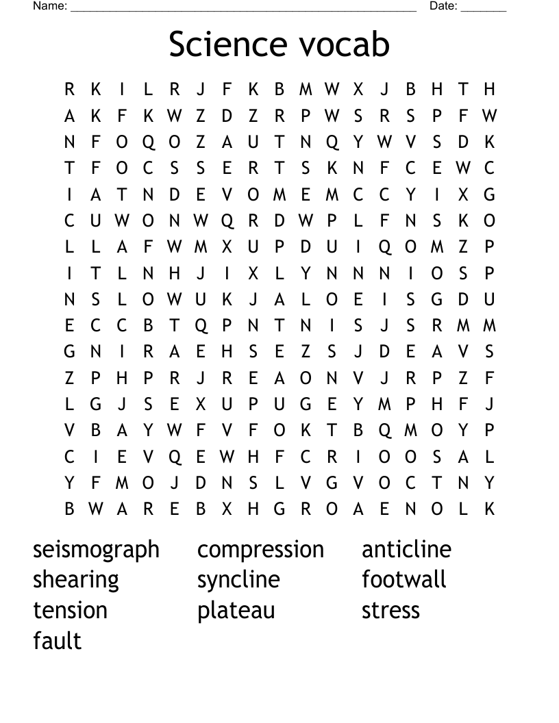 Science Vocab Word Search WordMint